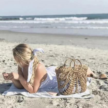 Handwoven Rattan Tote Bag With Round Handles on Luulla