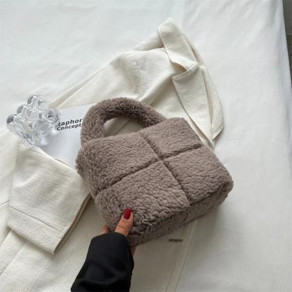 Womens Plush Pink Faux Fur Tote Bag Handbag on Luulla