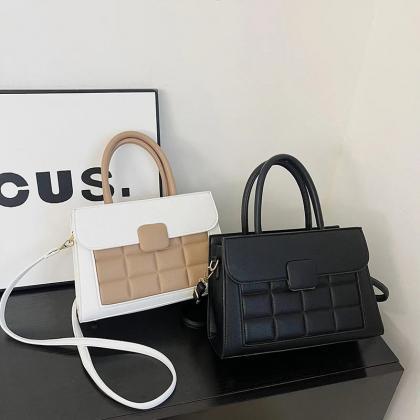 Chic Two-tone Quilted Crossbody Handbag With Strap on Luulla