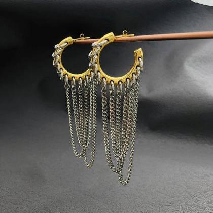 Edgy Gold Chains Hoop Earrings For Women on Luulla