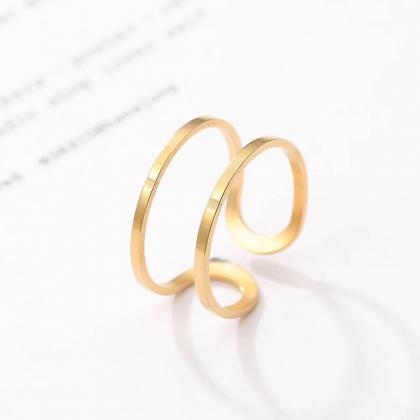 Gold Plated Open Double Bar Ring on Luulla