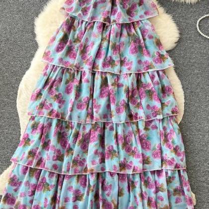 Floral Tiered Ruffle Maxi Dress For Women on Luulla