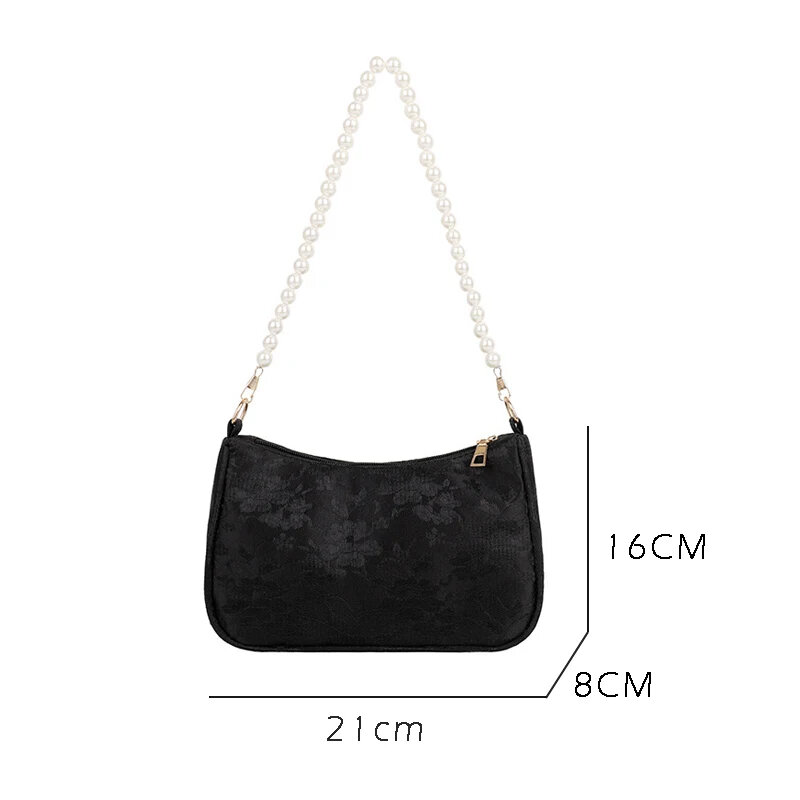 Elegant Noir Pearl-strap Handbag on Luulla