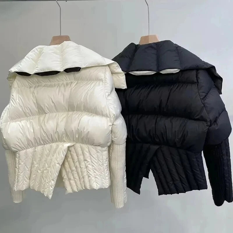 Winter Large Lapel White Down Parka Coat Elegant Office Lady Jacket ...