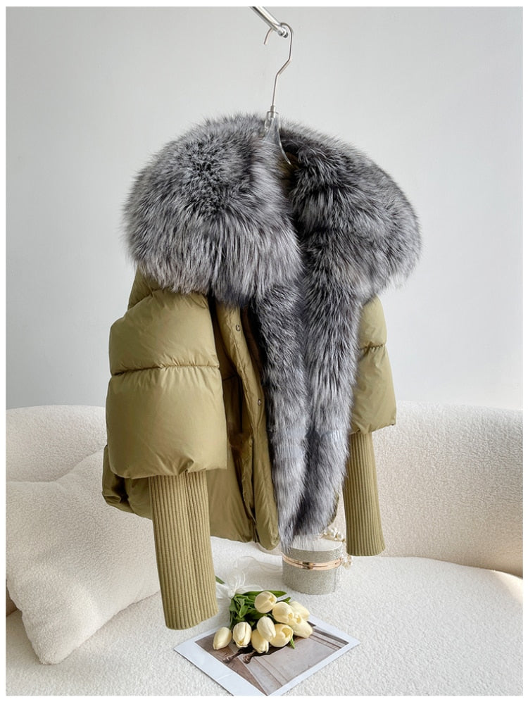 Luxe Puffer Jacket With Faux Fur Collar on Luulla