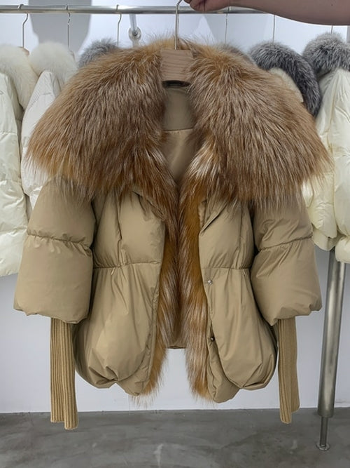 Luxe Puffer Jacket With Faux Fur Collar on Luulla