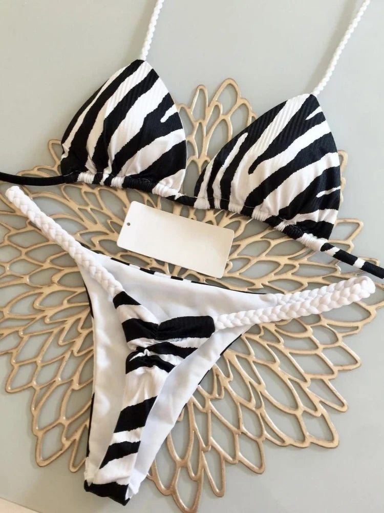 zebra print bikini set