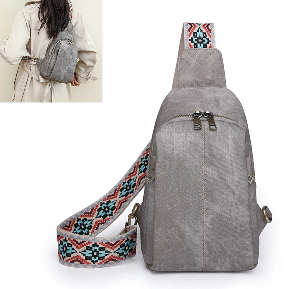 Bohemian Style Sling Chest Bag With Tribal Strap on Luulla