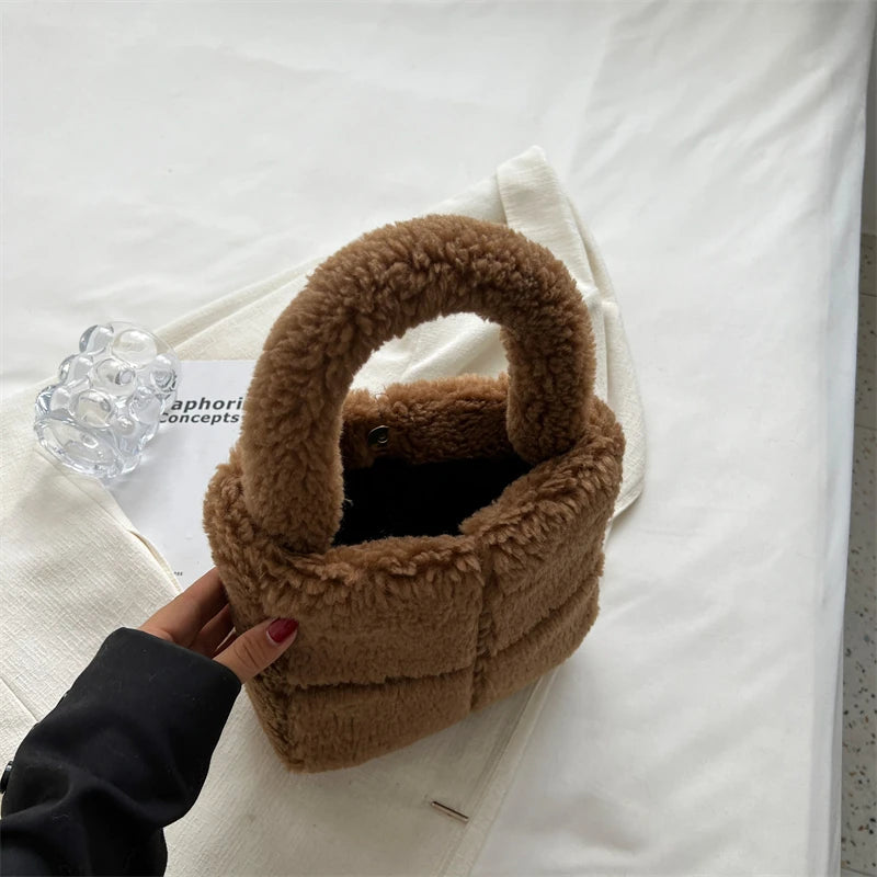 Womens Plush Pink Faux Fur Tote Bag Handbag on Luulla