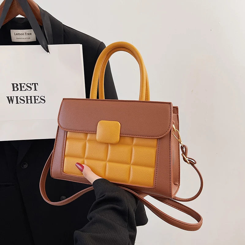 Chic Two-tone Quilted Crossbody Handbag With Strap on Luulla