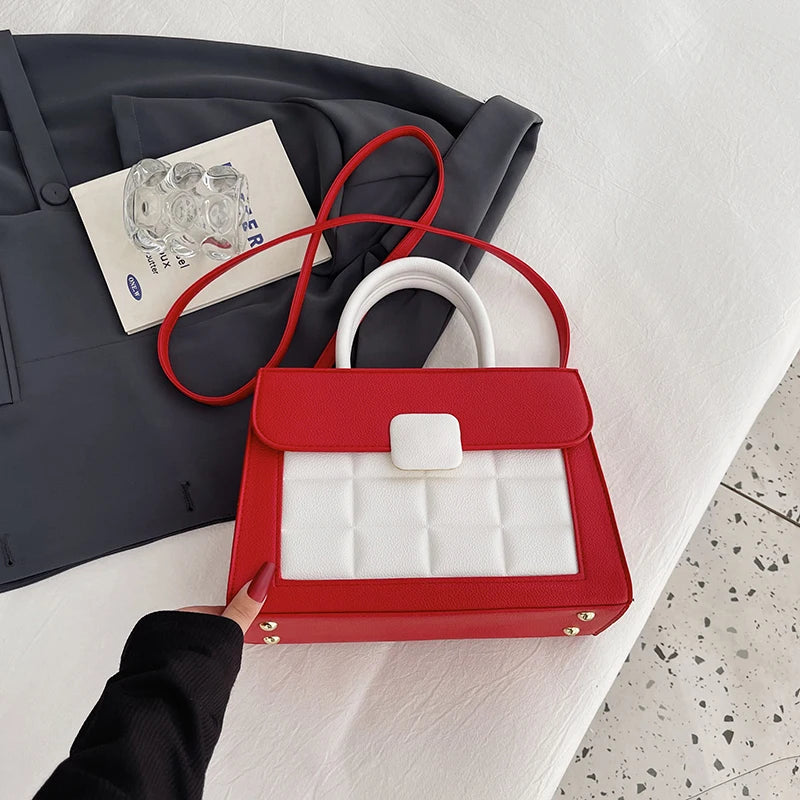 Chic Two-tone Quilted Crossbody Handbag With Strap on Luulla