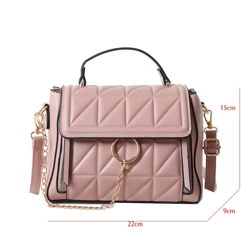 Elegant Red Quilted Leather Handbag With Chain Detail on Luulla