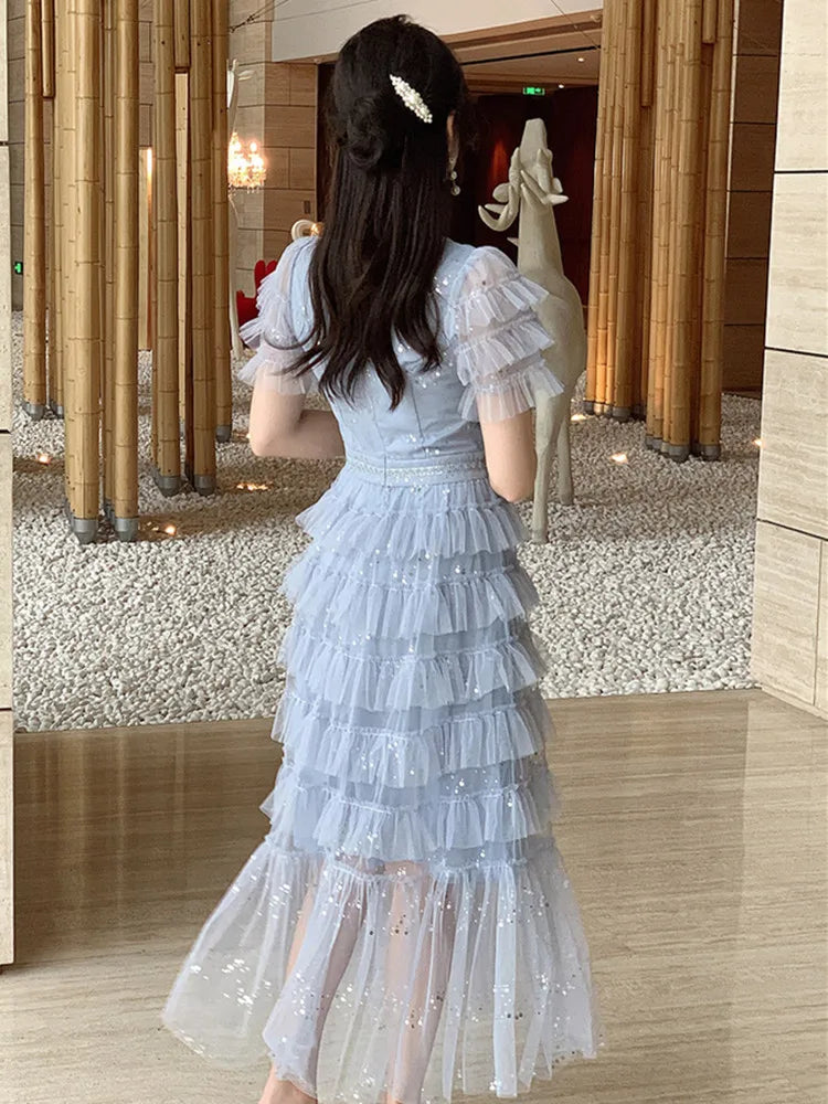 Elegant Layered Ruffle Mesh Dress For Women on Luulla Elegant Layered Ruffle Mesh Dress For Women on Luulla