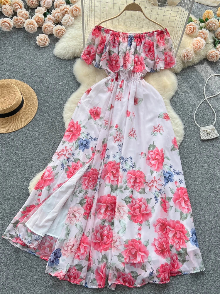 Floral Off-shoulder Maxi Dress Summer Collection on Luulla