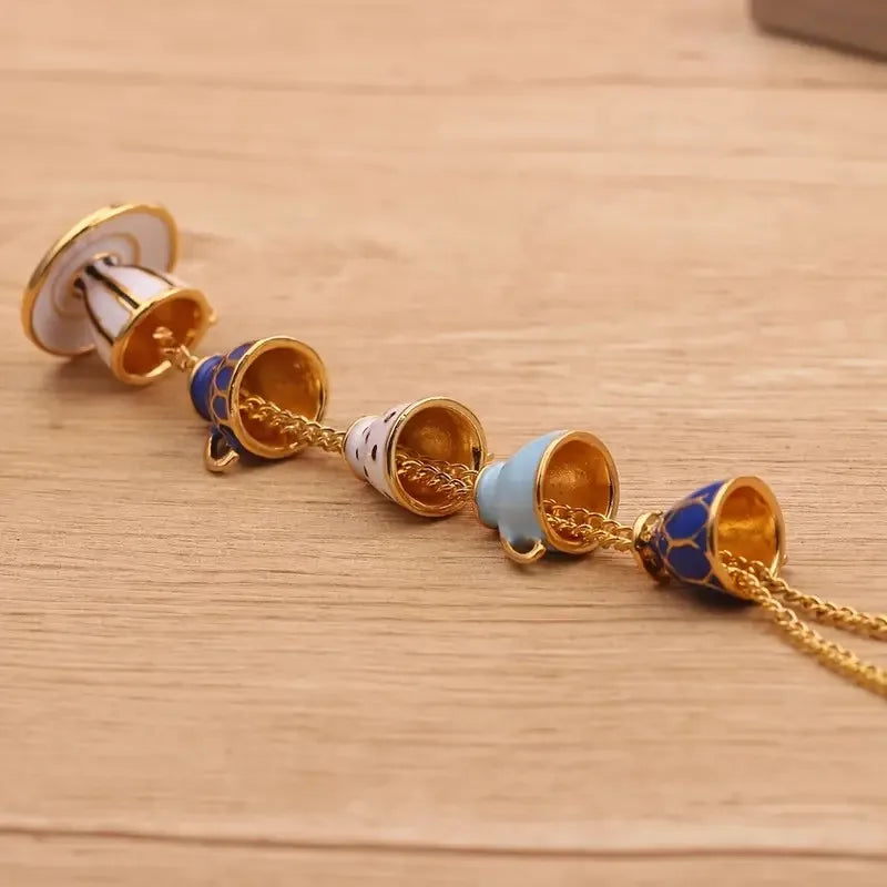Gold Teacup Stack Pendant Necklace Handmade Jewelry on Luulla