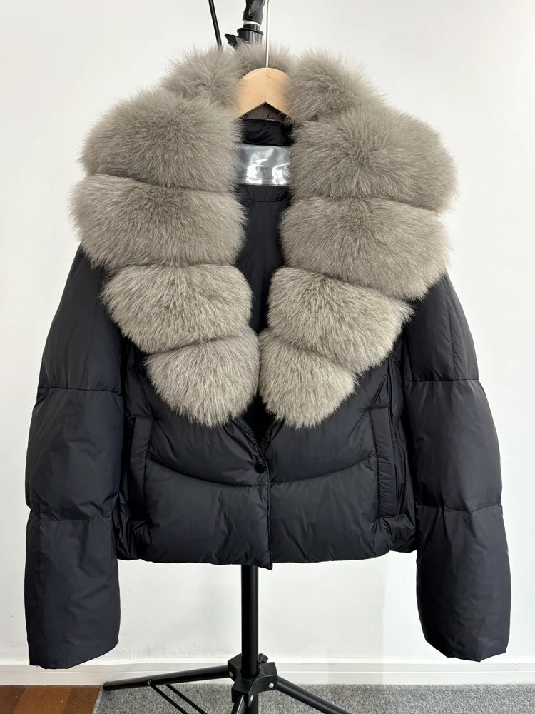 Luxe Faux Fur Trimmed Black Puffer Jacket on Luulla