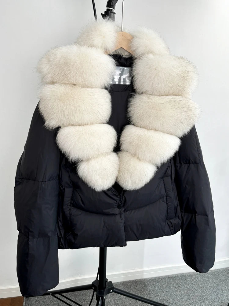 Luxe Faux Fur Trimmed Black Puffer Jacket on Luulla