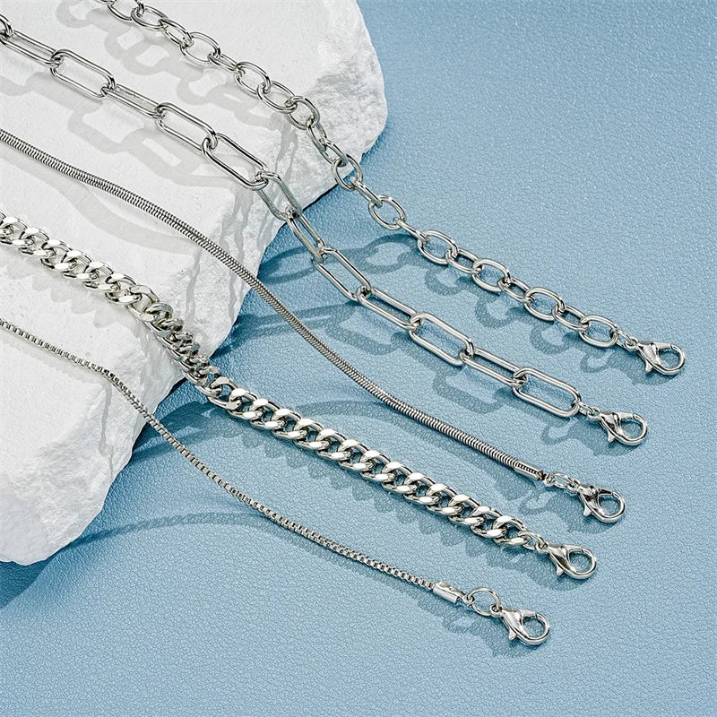 Silver Layered Chain Bracelets Set For Women on Luulla