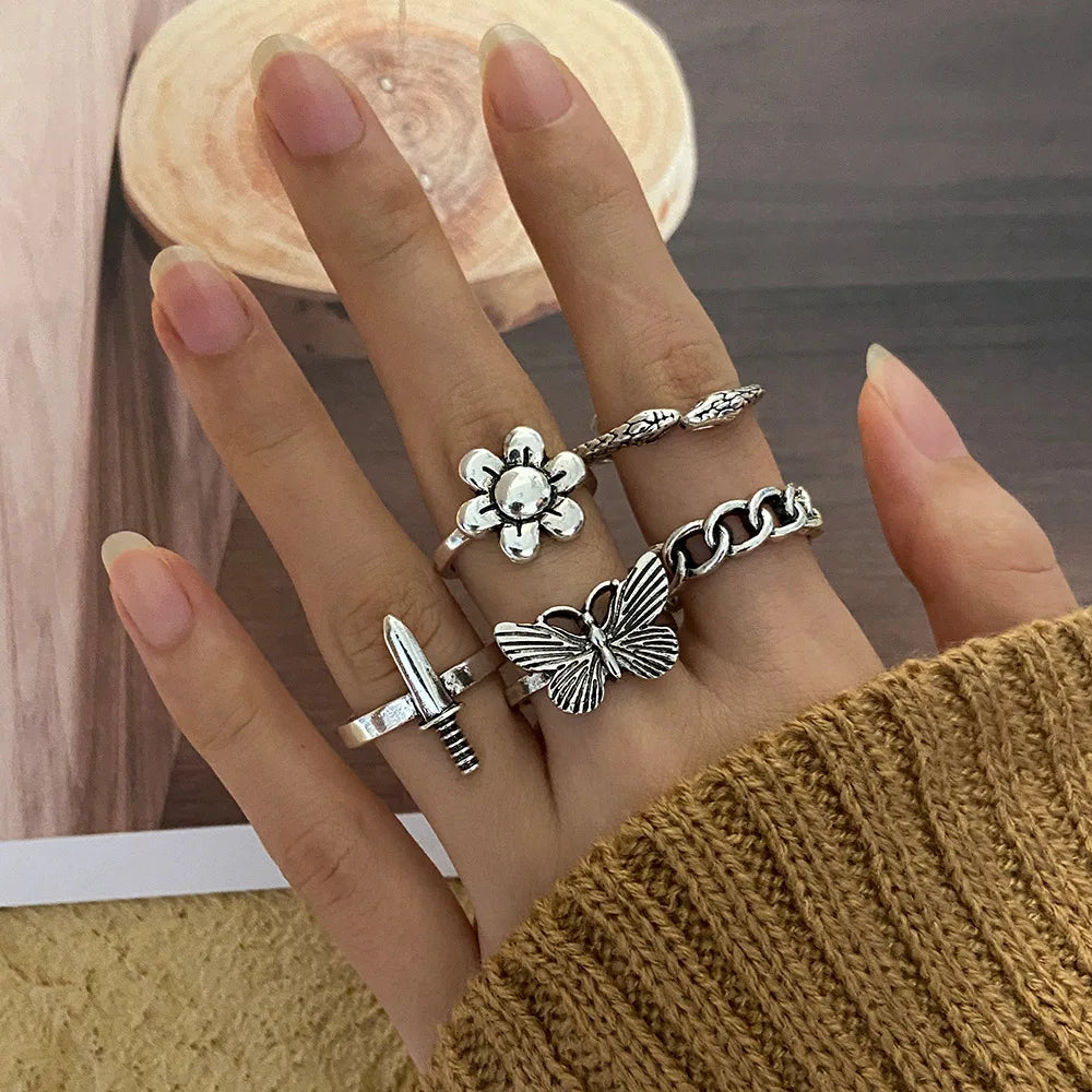 Gothic Silver Rings Set With Unique Designs on Luulla