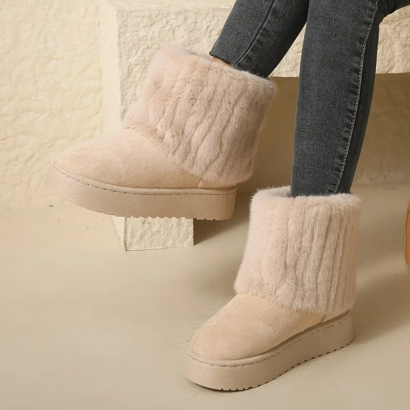 Cozy Faux Fur Suede Boots For Women on Luulla