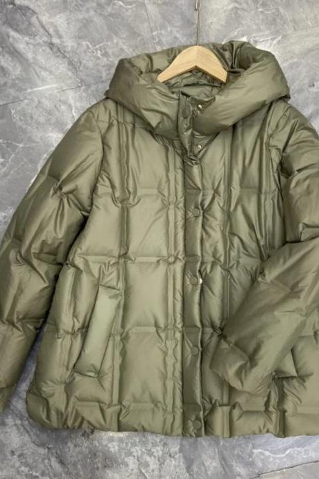 Cozy Green Knit Jacket With Fur Hood on Luulla