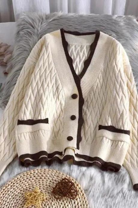 Cozy Knit Cardigan With Buttoned Front Design on Luulla