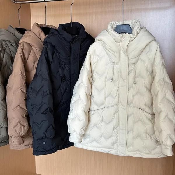 Cozy Winter White Hooded Down Puffer Jacket on Luulla