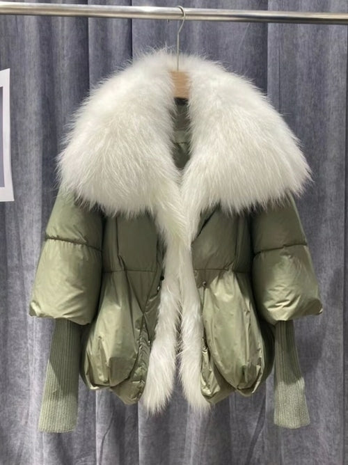 Luxe Puffer Jacket With Faux Fur Collar on Luulla