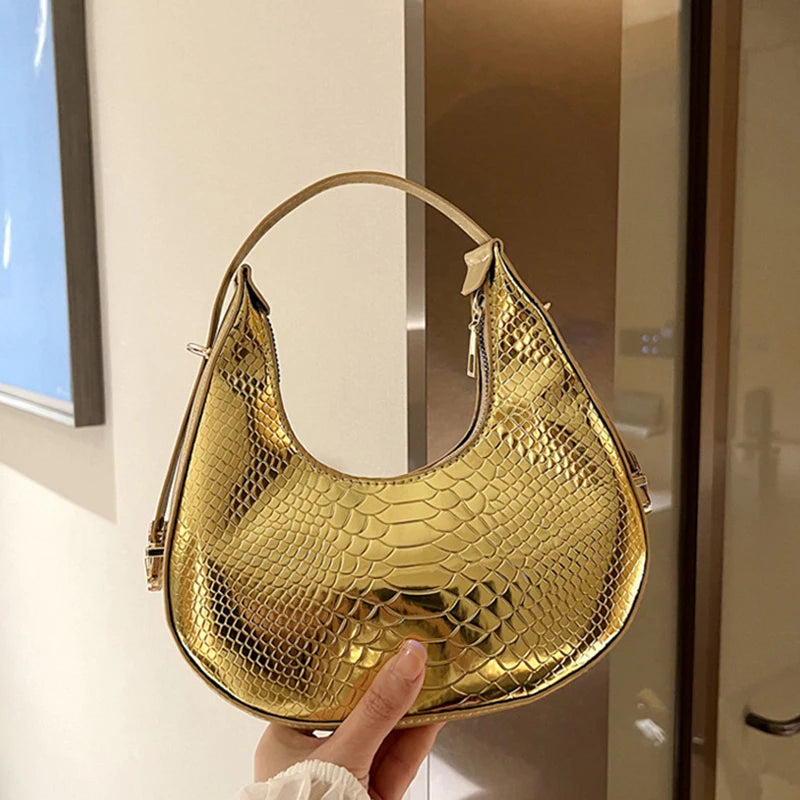 Elegant Golden Scaled Hobo Style Handbag For Women on Luulla