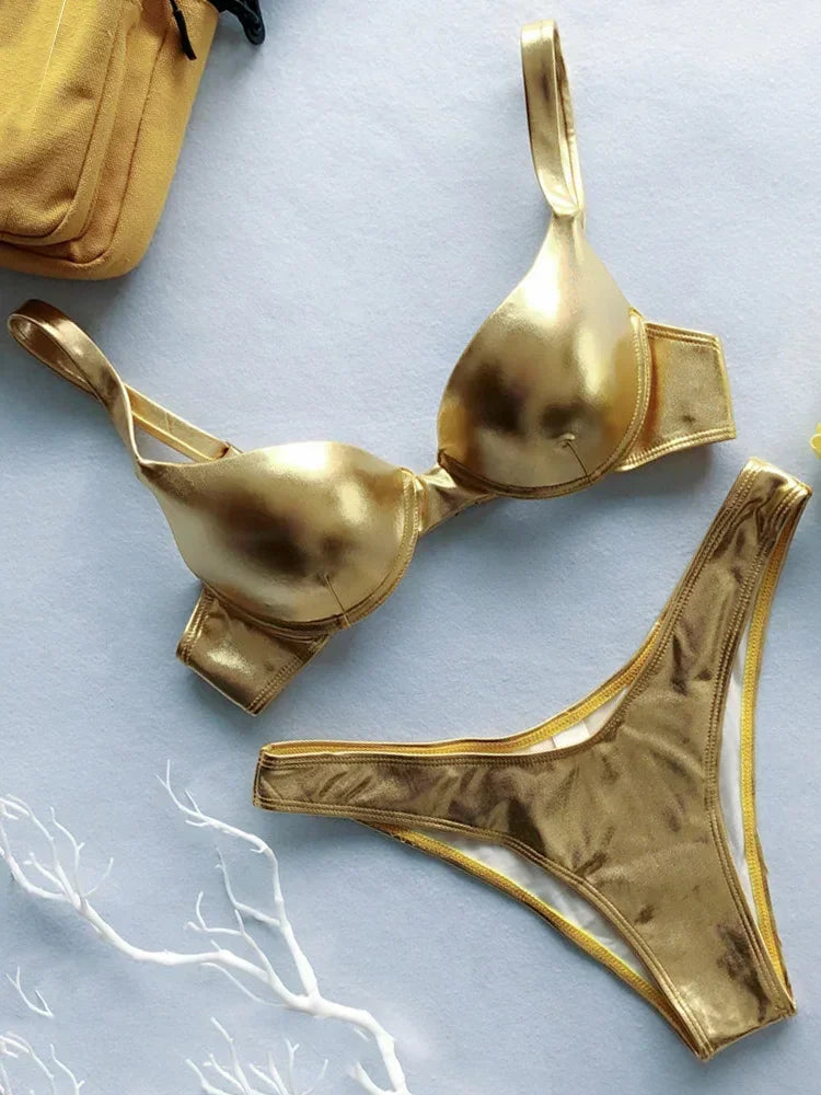 Luxurious Satin Gold Lingerie Set Bra And Panties on Luulla