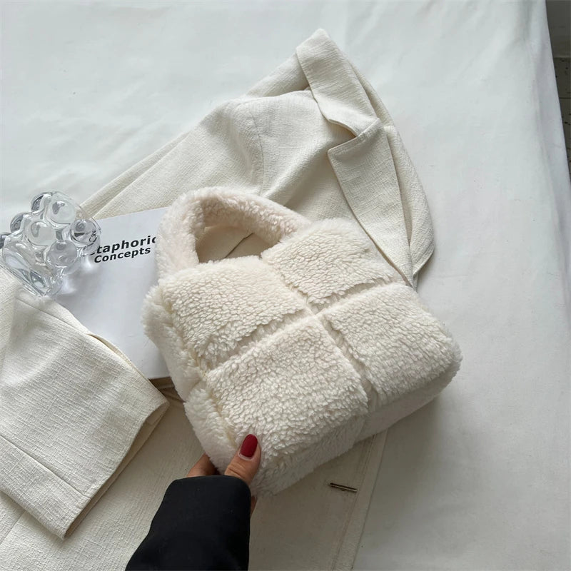 Womens Plush Pink Faux Fur Tote Bag Handbag on Luulla