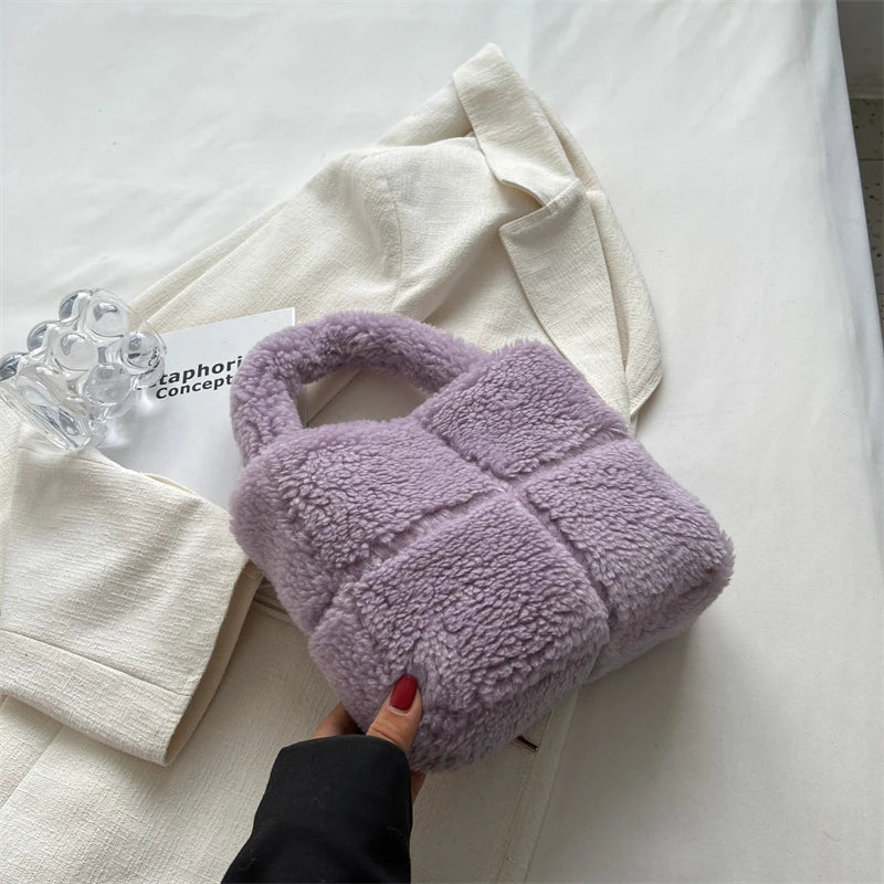 Womens Plush Pink Faux Fur Tote Bag Handbag on Luulla