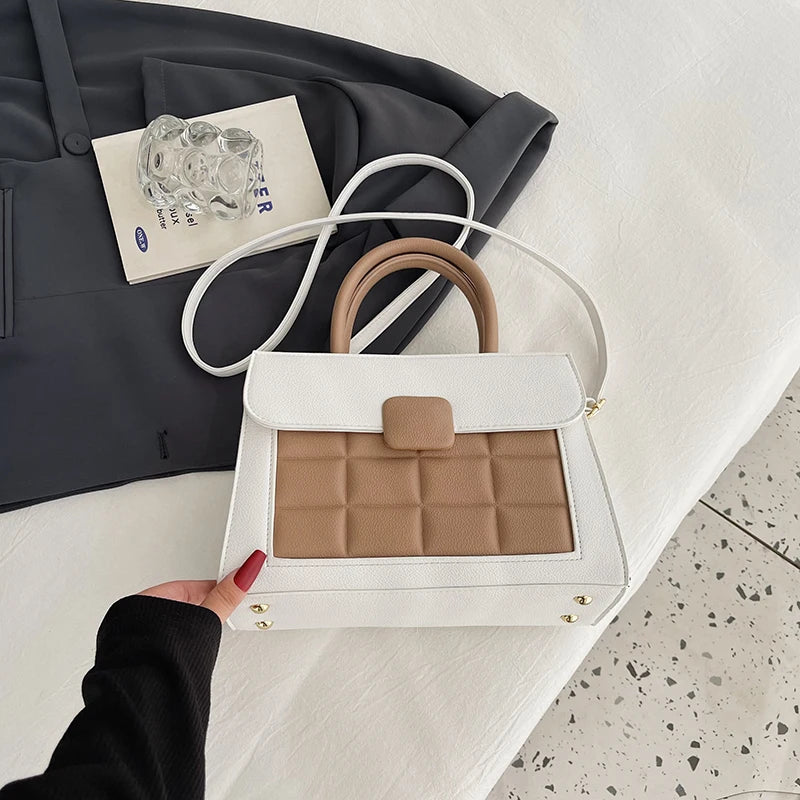 Chic Two-tone Quilted Crossbody Handbag With Strap on Luulla