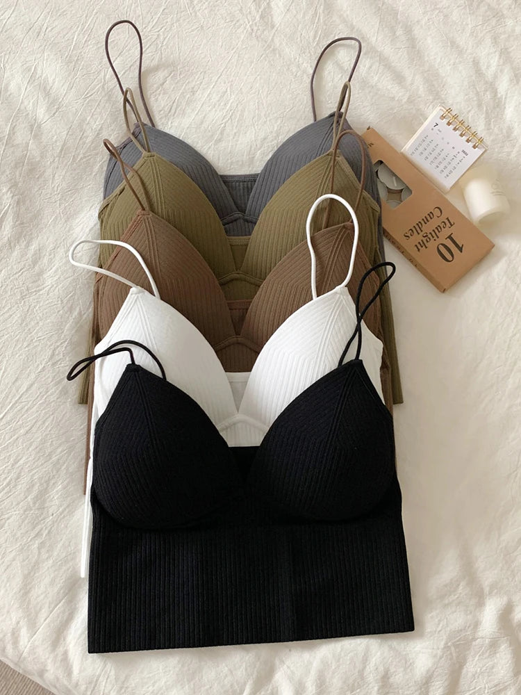 Womens Ribbed Seamless Padded Bralette, 6-pack on Luulla