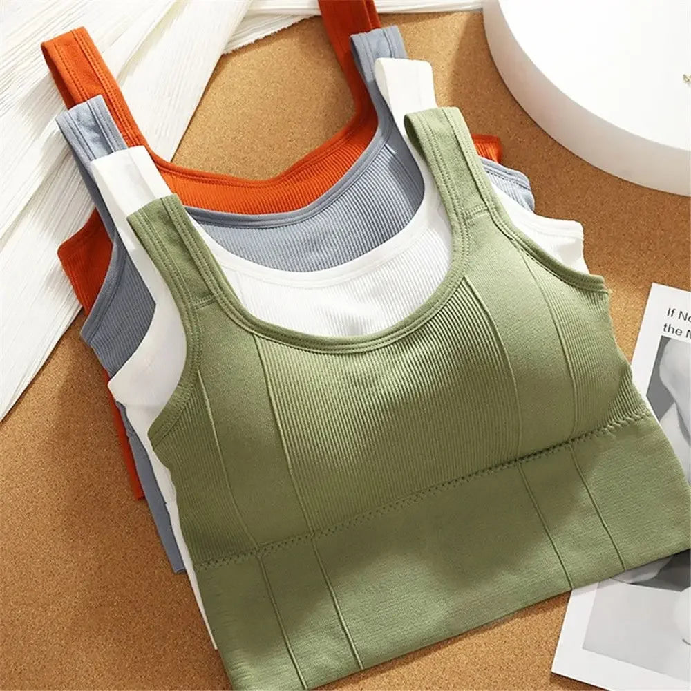 Womens Seamless Ribbed Padded Sports Bra Tanks on Luulla