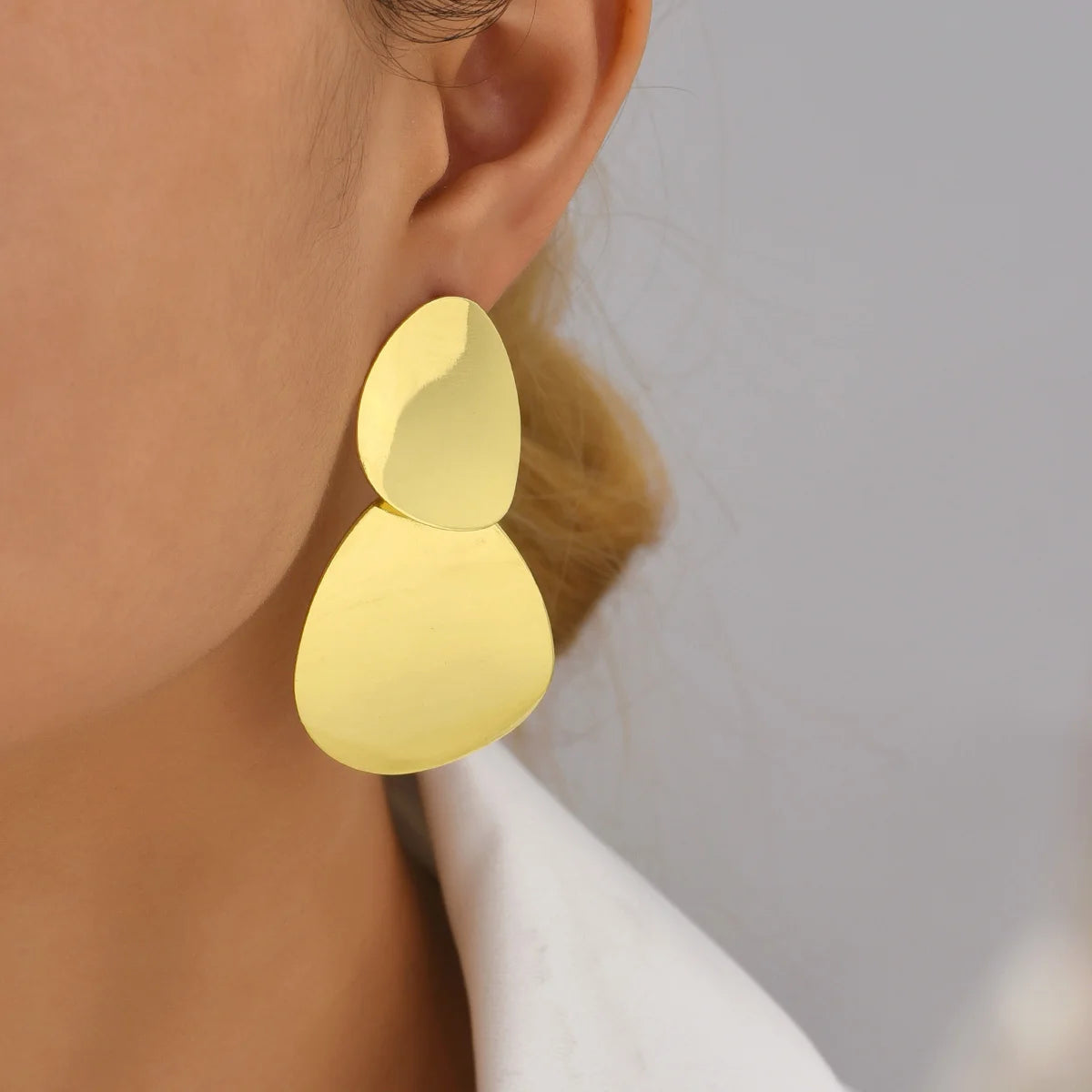 Gold Double Drop Statement Earrings For Women on Luulla