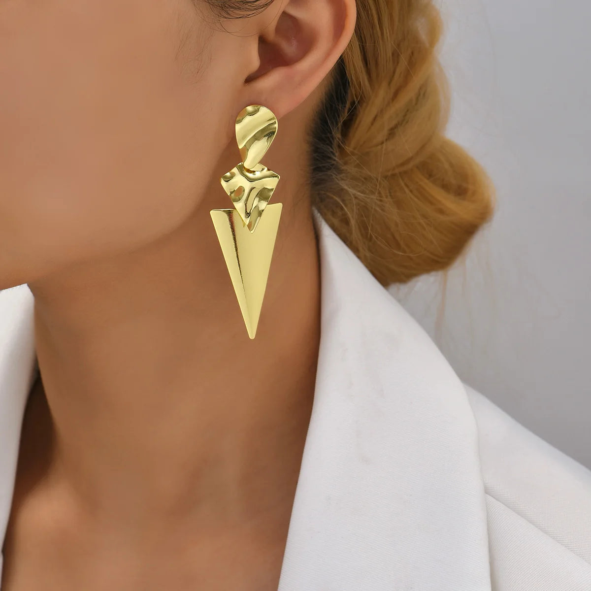 Geometric Drop Earrings For Women - Gold Triangles on Luulla