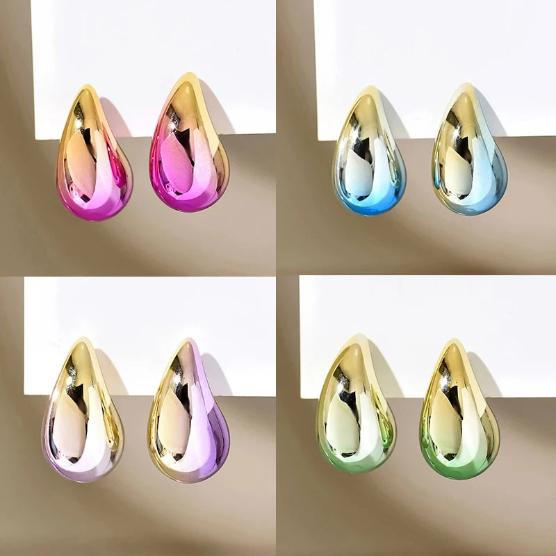 Shiny Teardrop Resin Earrings In Vibrant Colors on Luulla