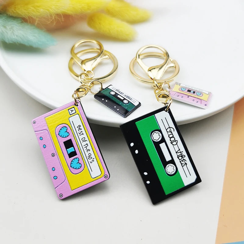 Retro Cassette Tape Keychains - Set Of Four on Luulla