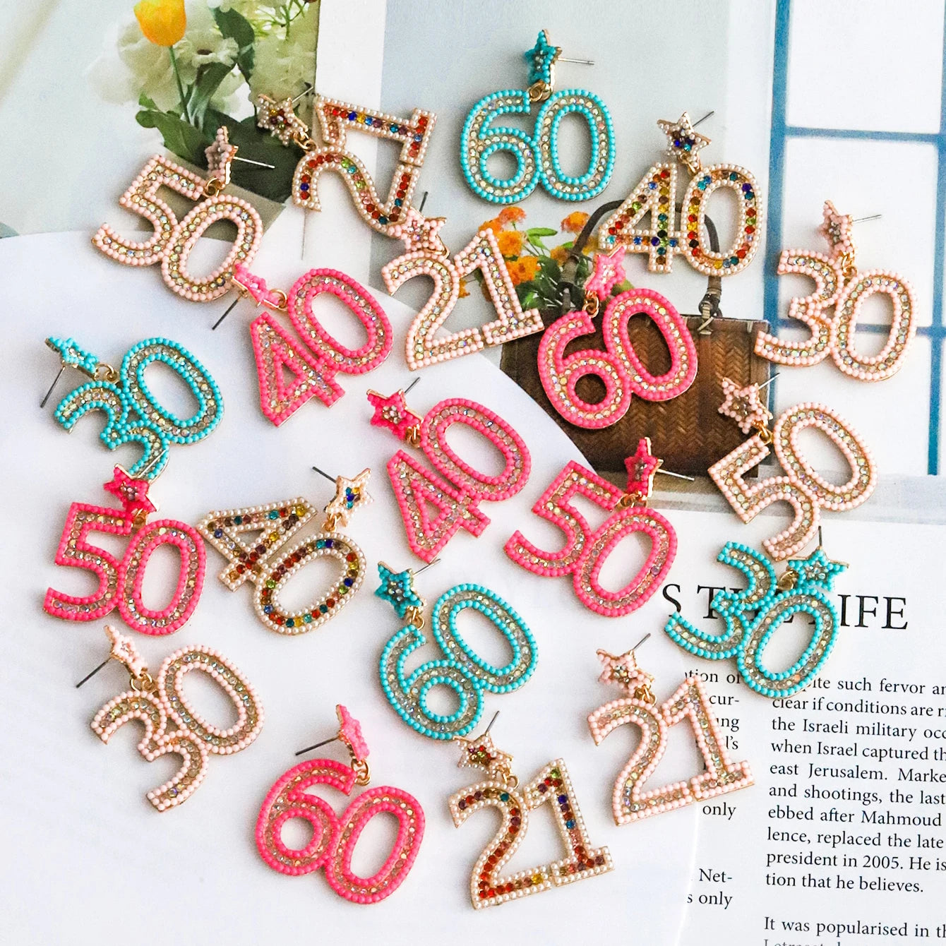 Sparkling Number Earrings For Birthday Celebrations on Luulla