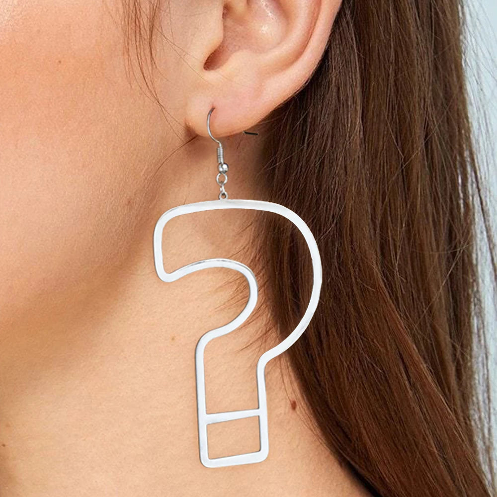 Quirky Question Mark Statement Dangle Earrings on Luulla