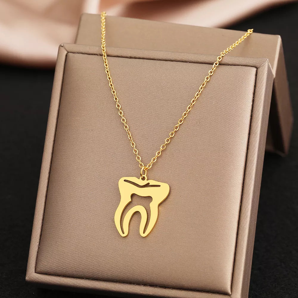 Gold Tooth Pendant Necklace For Dental Professionals on Luulla