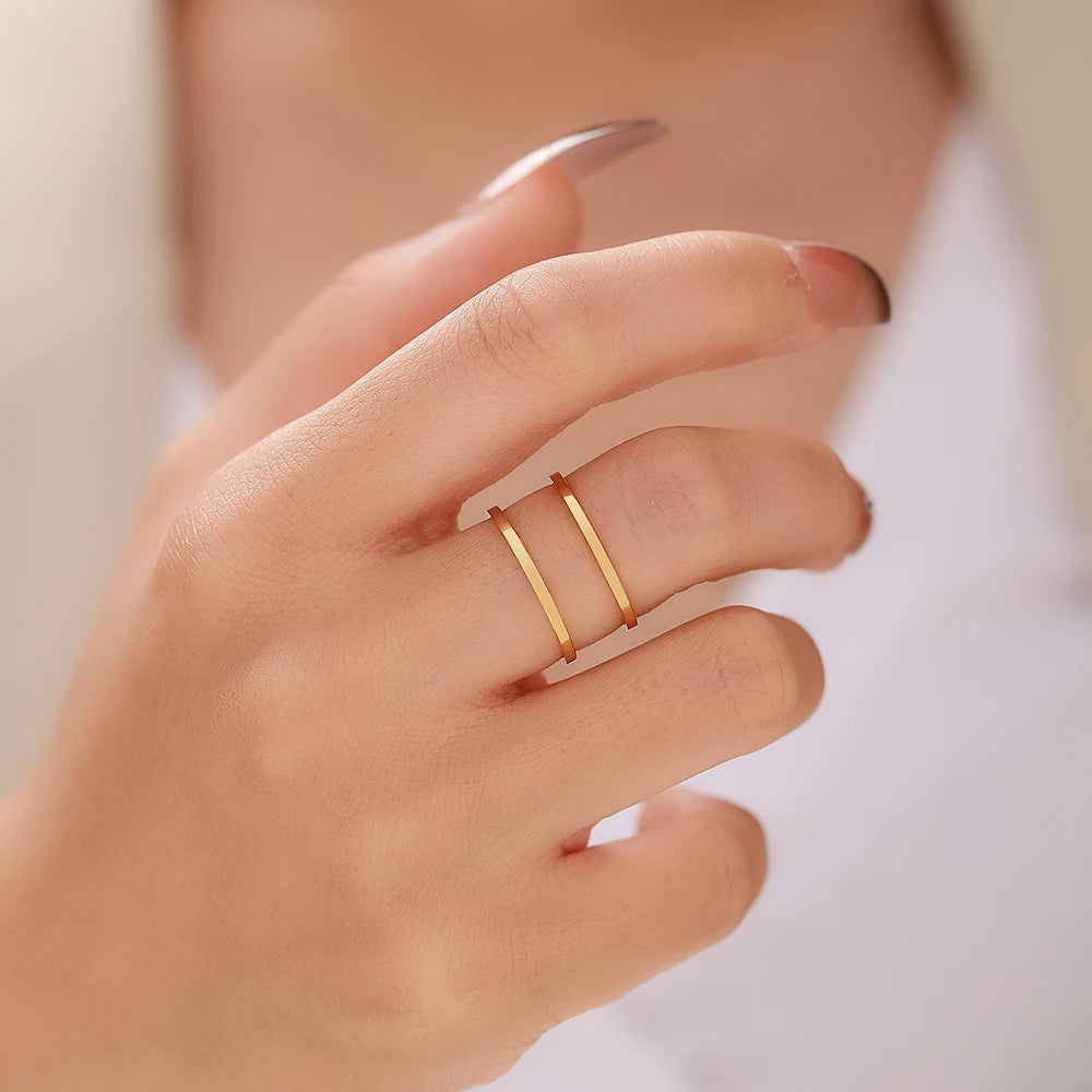 Gold Plated Open Double Bar Ring on Luulla