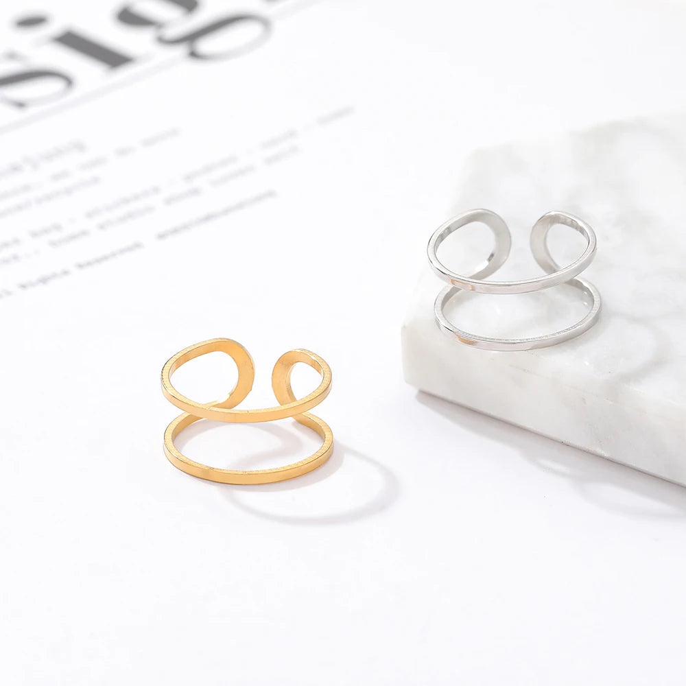 Gold Plated Open Double Bar Ring on Luulla