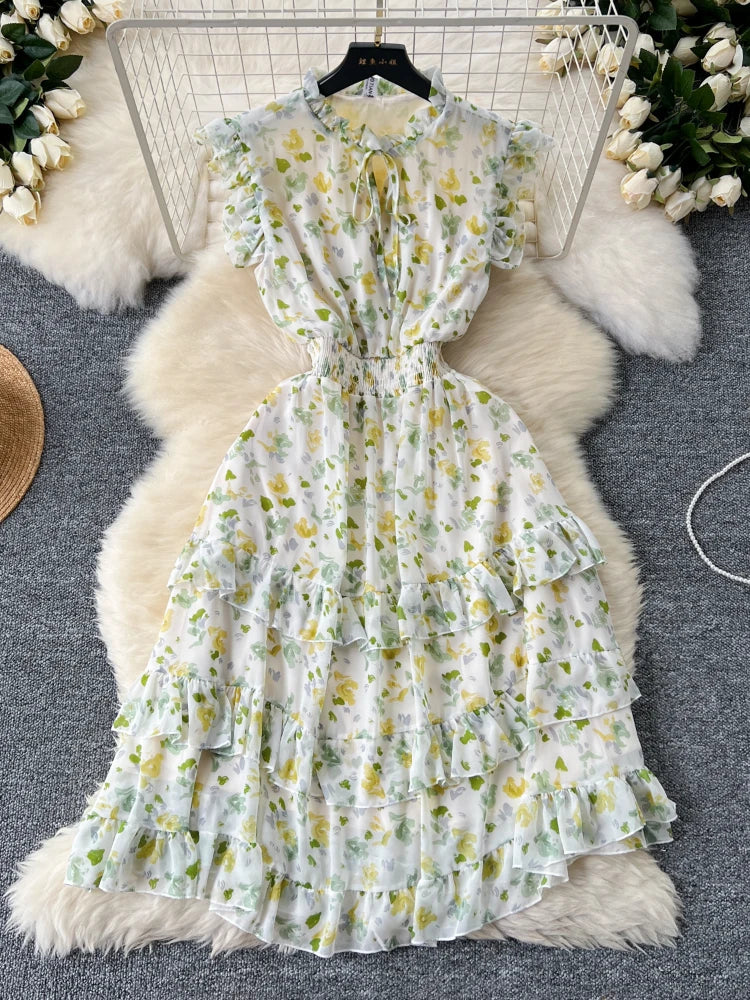 Floral Ruffled Tiered Summer Dress For Women on Luulla