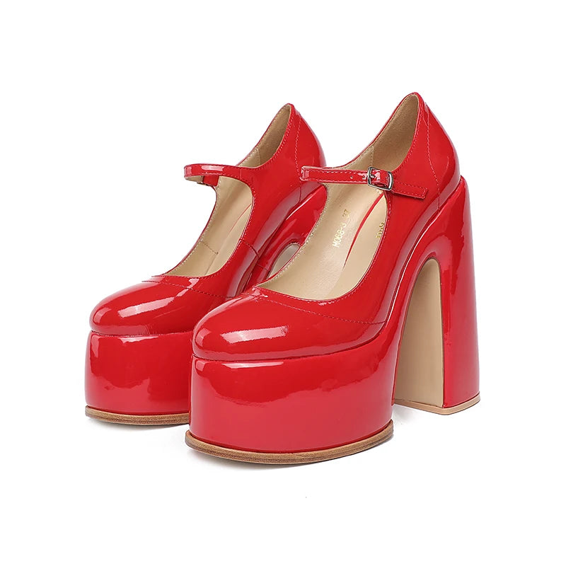 Red High Heel Platform Mary Jane Shoes on Luulla
