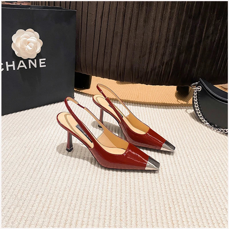 Black Stiletto Heels With Silver Toe Caps on Luulla