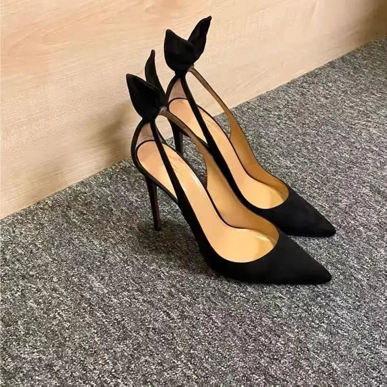 Elegant Black Stiletto High Heel Slingbacks on Luulla
