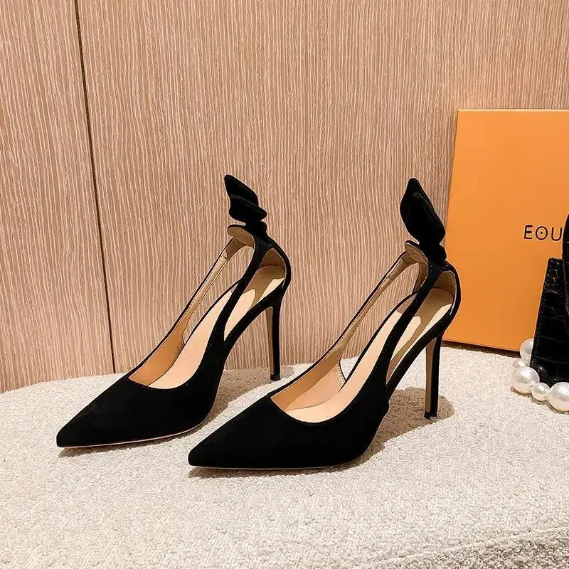Elegant Black Stiletto High Heel Slingbacks on Luulla