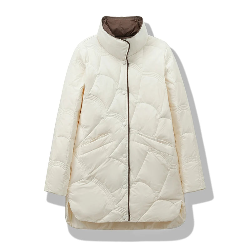 Cozy Winter White Quilted Puffer Jacket Womens on Luulla